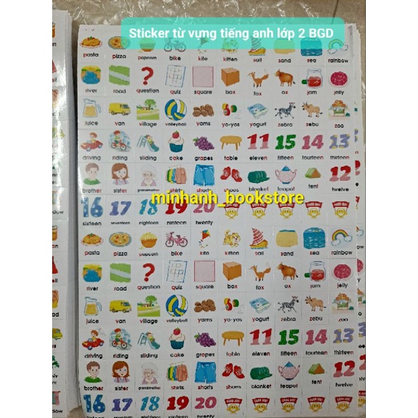 English vocabulary stickers for grade 1, grade 2, educational set ...