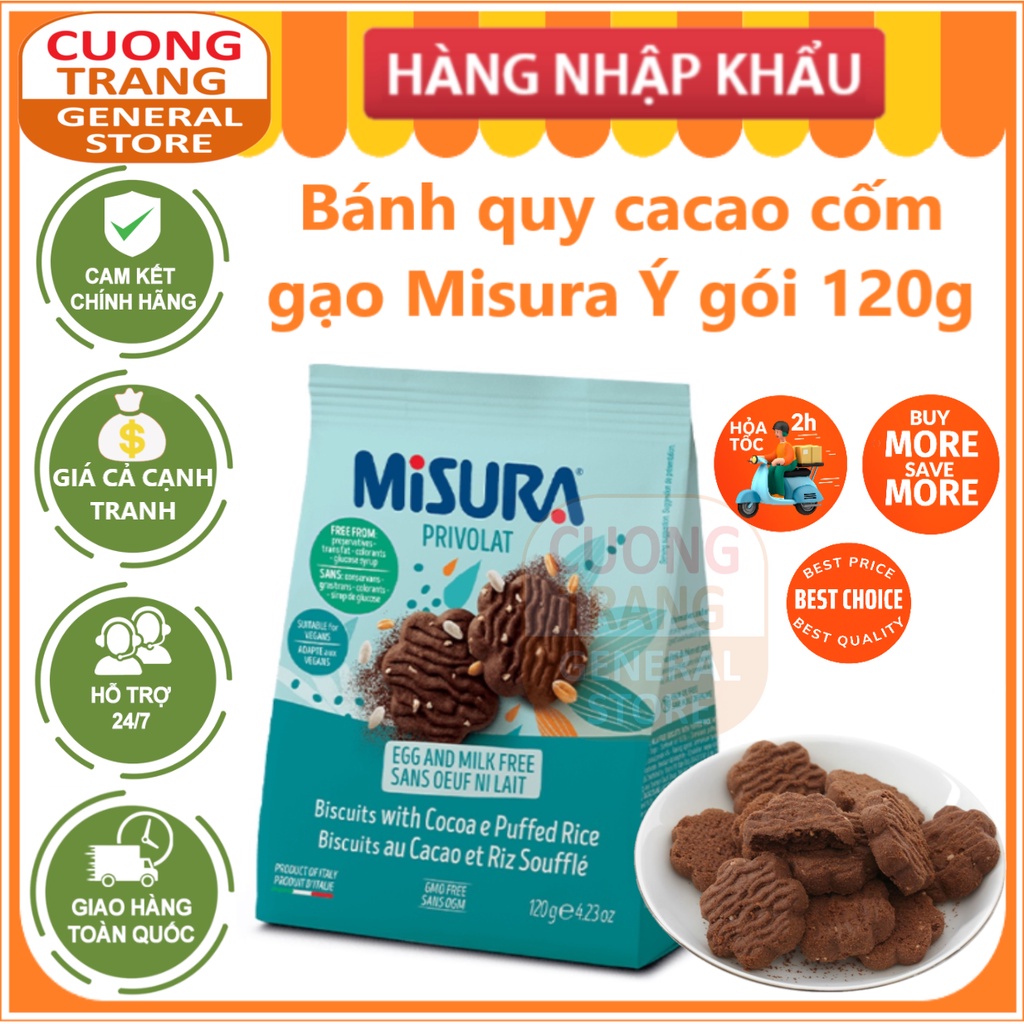 Misura Italian cocoa rice nuggets biscuits, 120g package, vegetarian ...
