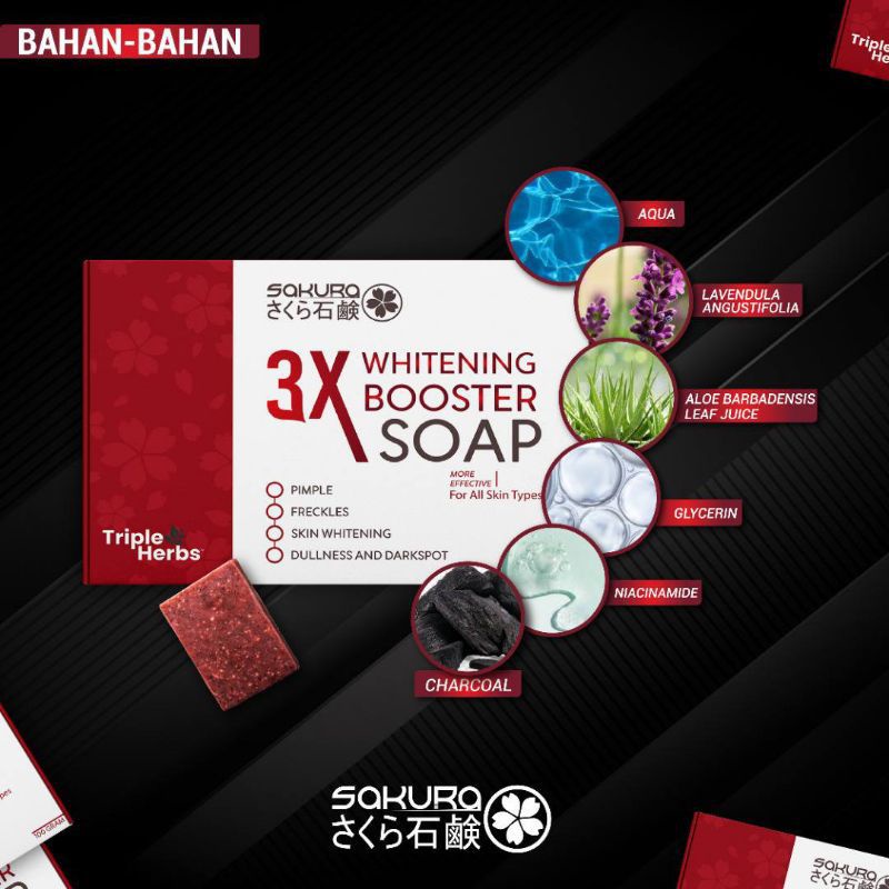 ORIGINAL HQ 3X Whitening Booster Sakura Soap & Sakura Booster Treatment ...