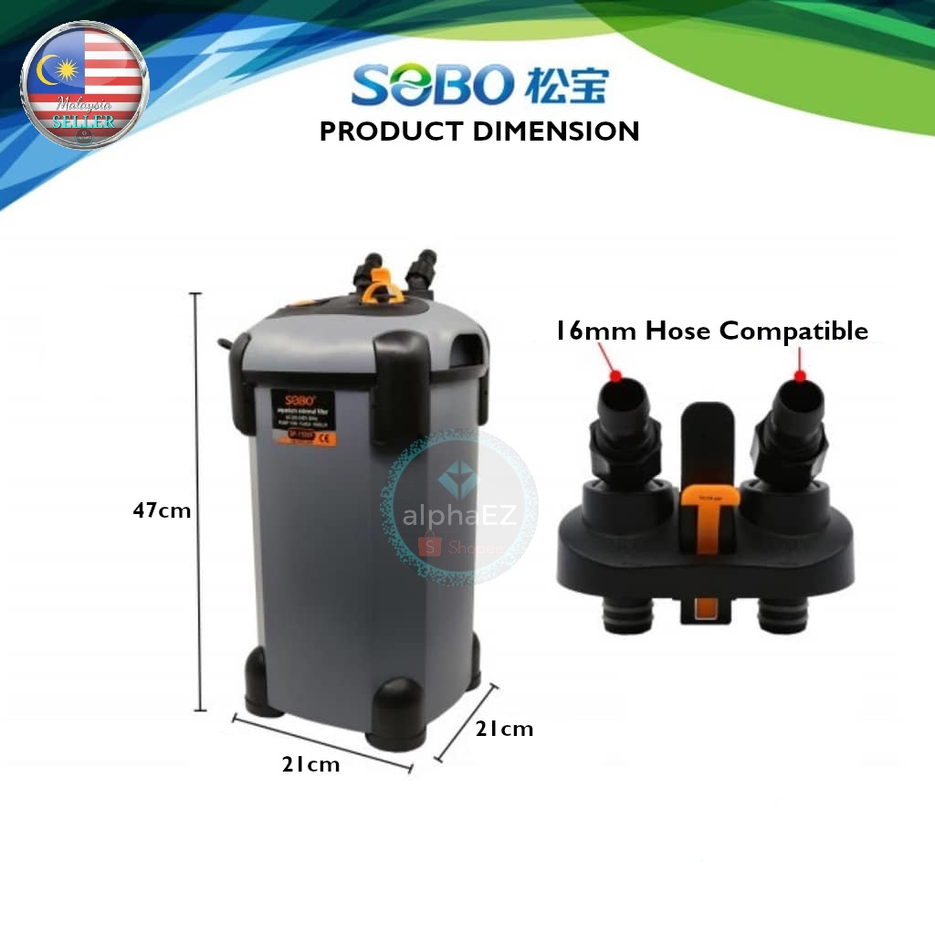 AQUARIUM SOBO Canister External Filter with UV Sterilizer SF-850F-UV SF ...
