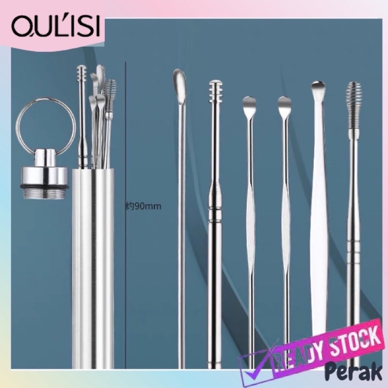 OULISI 2024 6PCS Ear Pick Set Metal Ear Wax Cleaner Pick Tools Spring ...