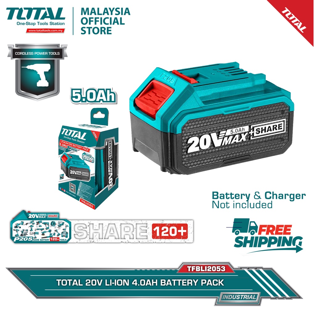 TOTAL 5.0ah Li-ion battery pack 20V - TFBLI2053 | Shopee Malaysia