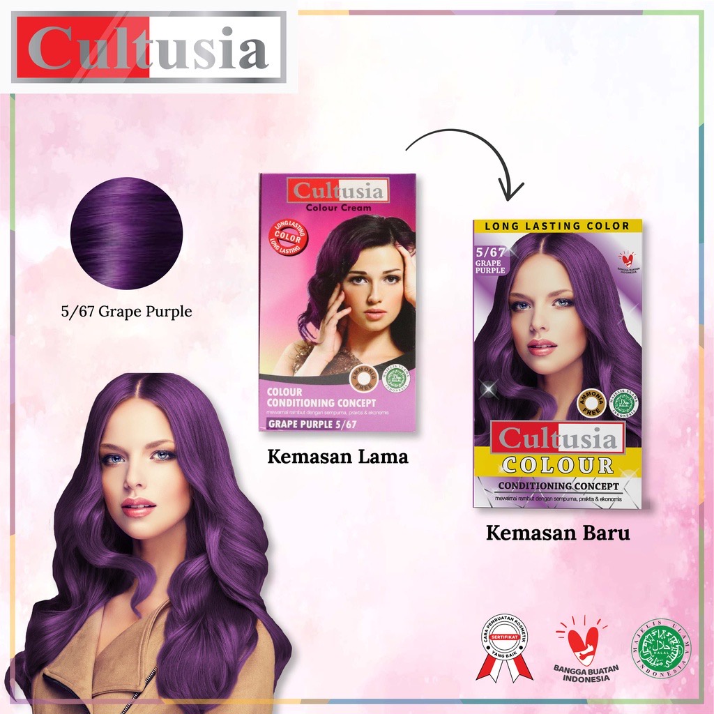 Cultusia Hair Color Halal Permanent Dye Colour Cat Pewarna Rambut ...