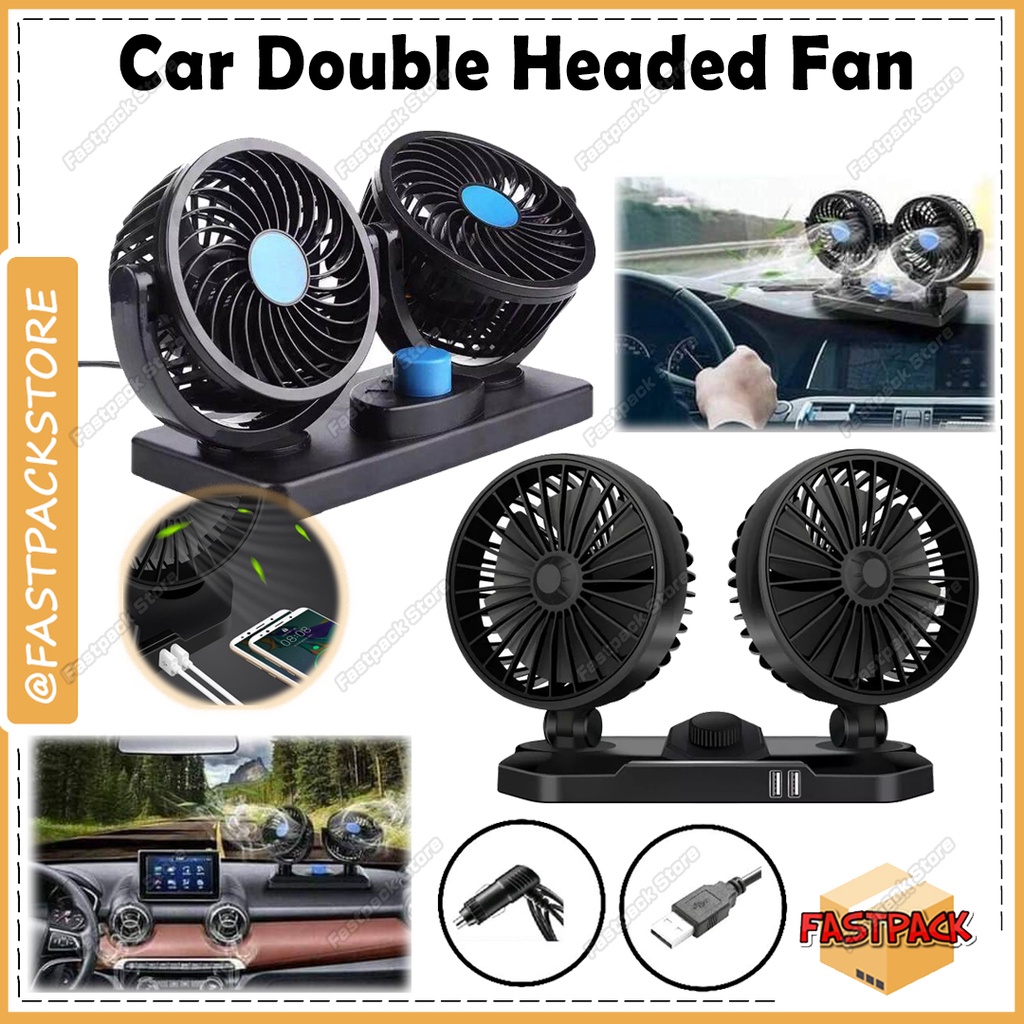 12v 24v Car Fan Single Double Headed Fan DIY Twin Mini Fan USB ...
