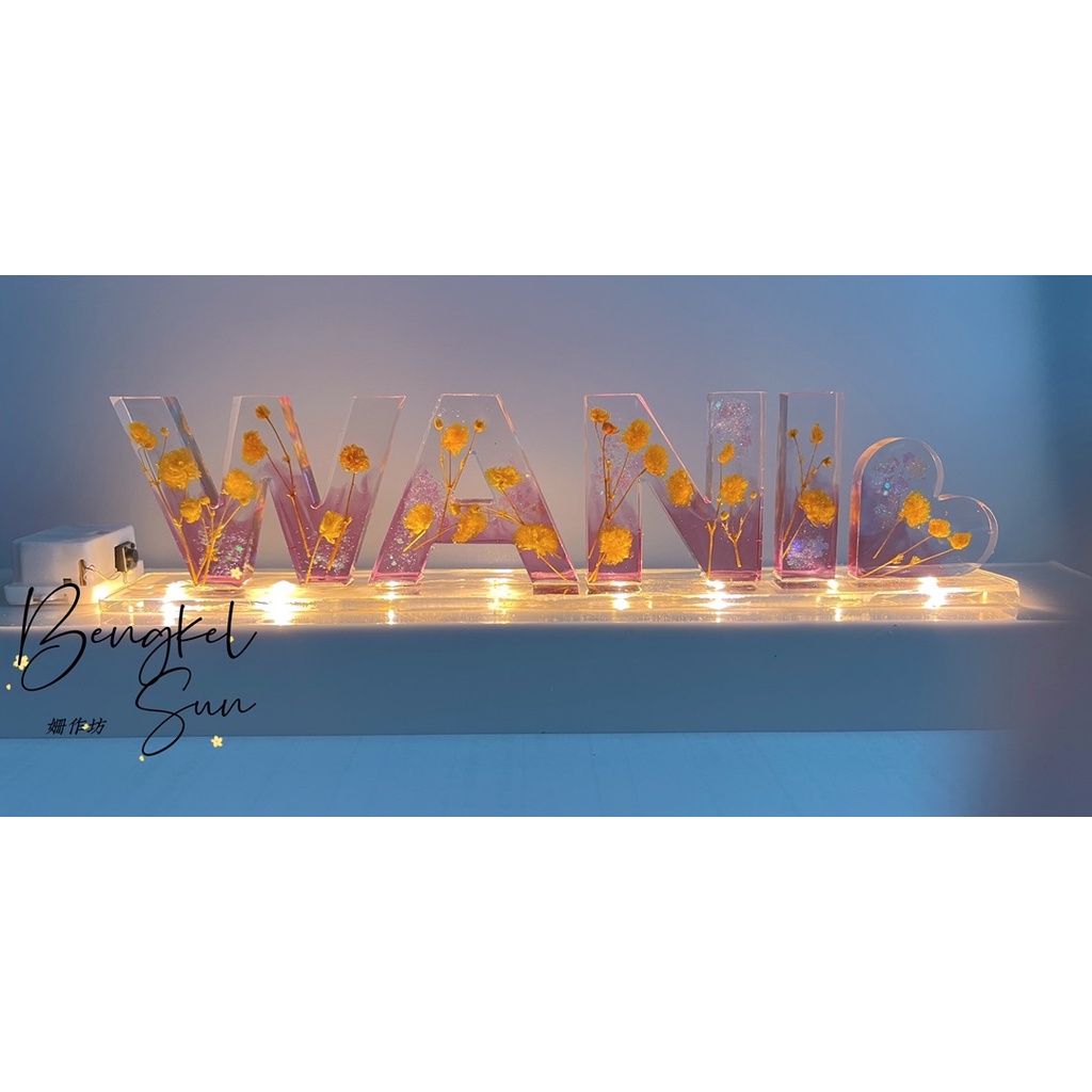 Custom made Resin Name Lamp / Lampu Nama / Birthday Gift / Sleep Lamp ...