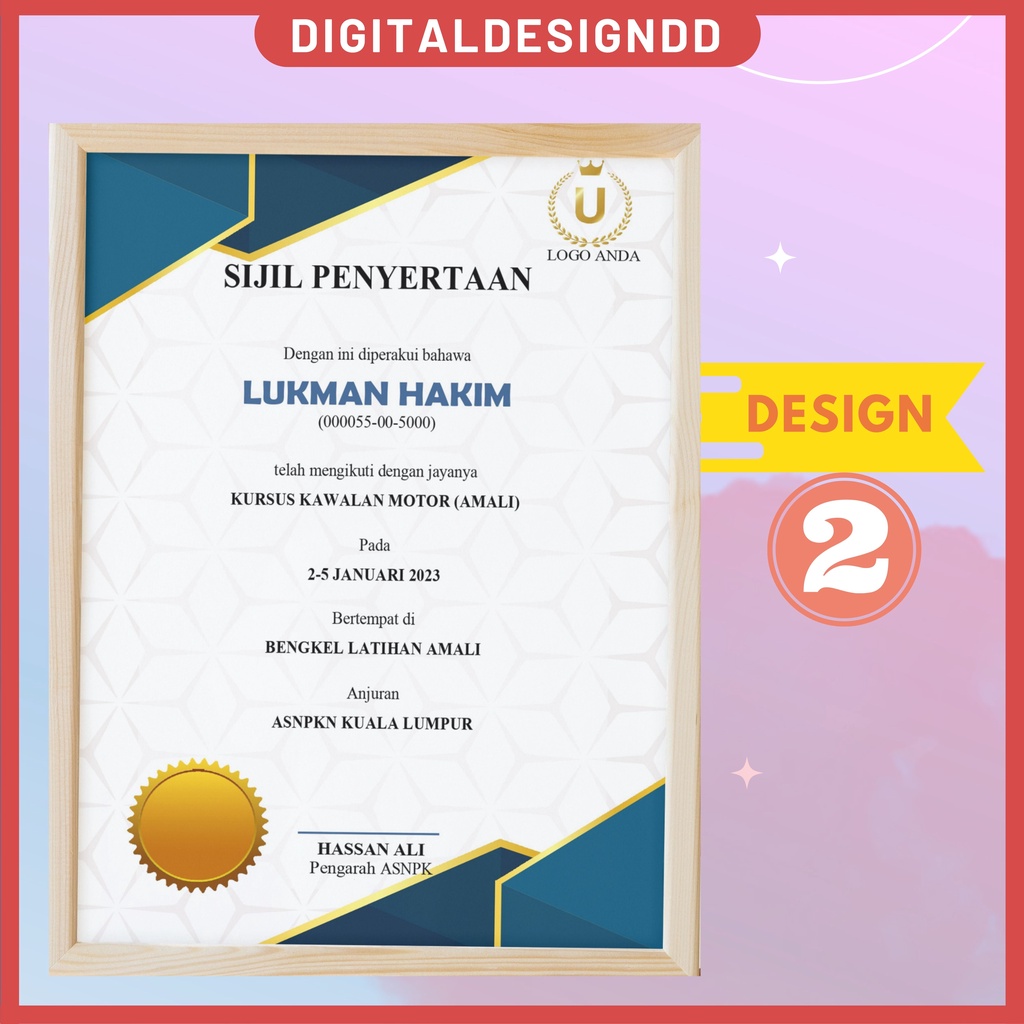Sijil digital 48 template digital certificate pelbagai pilihan edit ...