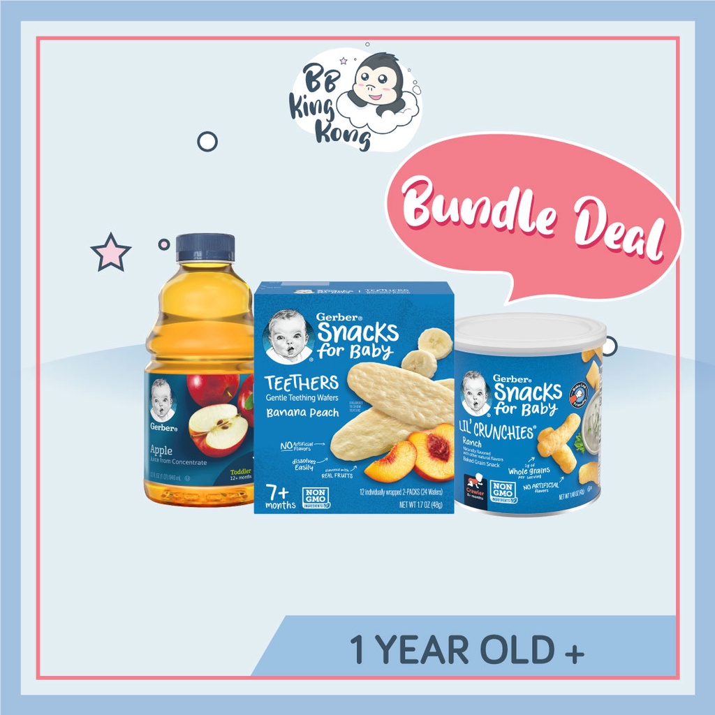 BB King Kong Gerber Bundle (Apple Juice, Lil Crunchies Ranch & Teethers ...