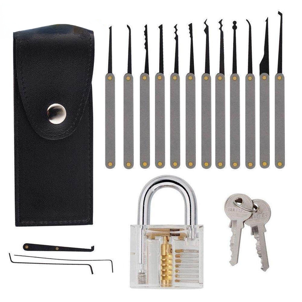 17pcs Training Practice Lock Pick Padlock Picking Unlocking Lock Pick ...