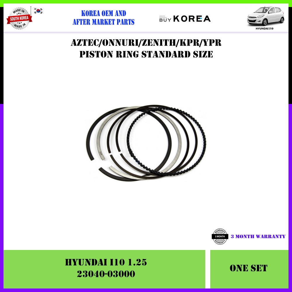 Hyundai I10 1.25 Korea Aftermarket Piston Ring Set Standard Size (23040 ...