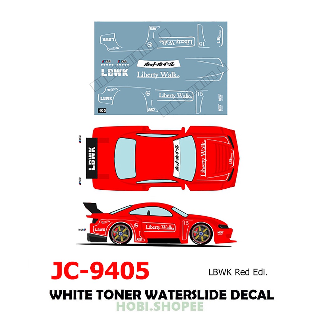 JC405 - LBWK RED EDI - DECALS Hotwheels 1:64 diecast custom white toner ...