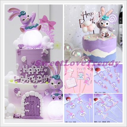 Stella Lou Cake Topper Decoration Purple Rabbit Cupcake Topper LinaBell ...