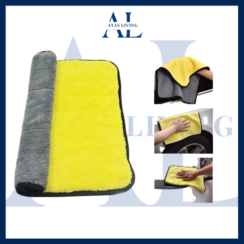 🔷ATAS🔷 DUAL LAYER Microfiber Car Cleaning Towel Multipurpose High Water ...