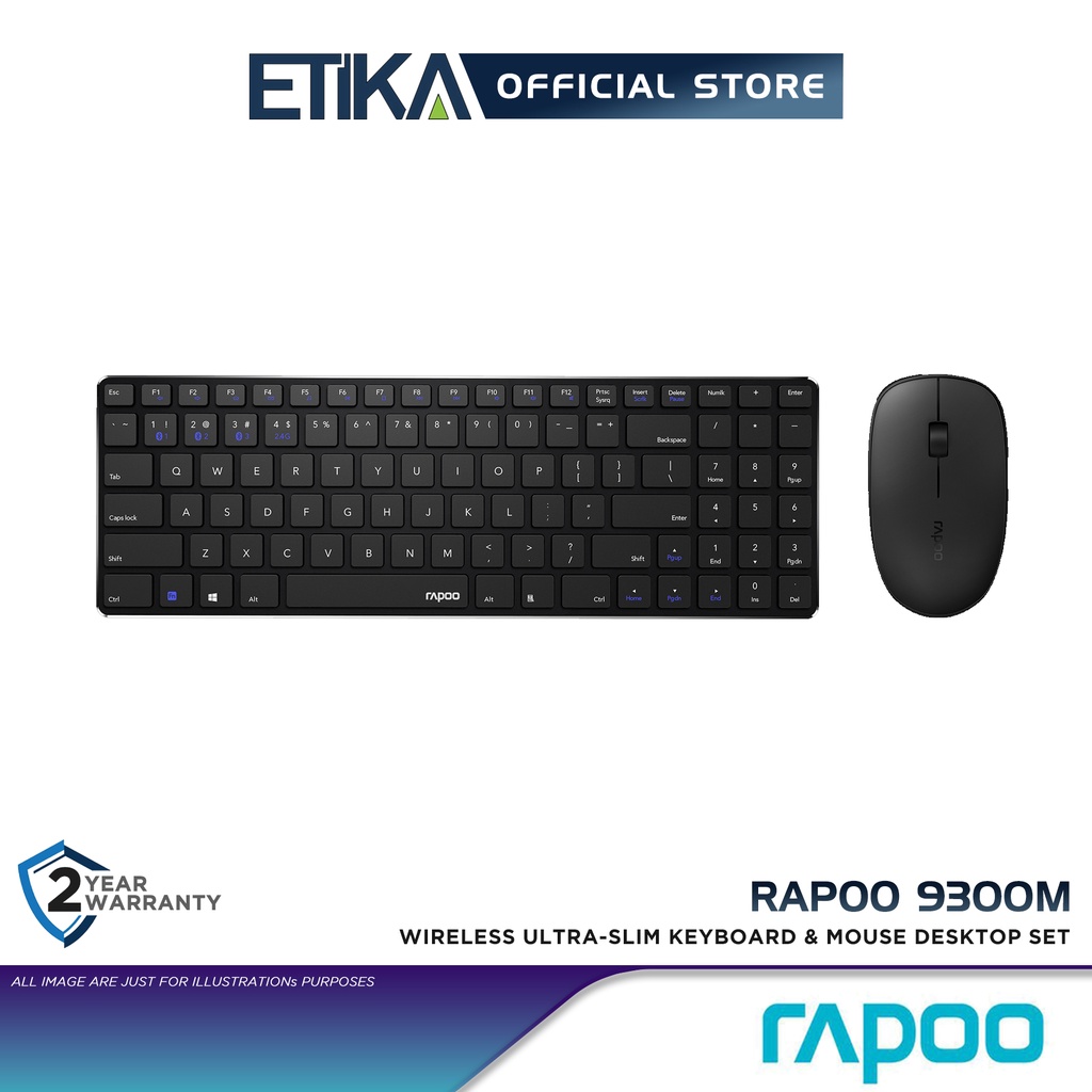 rapoo 9300M Multi-mode Wireless Ultra-Slim Keyboard & Mouse Desktop Set ...
