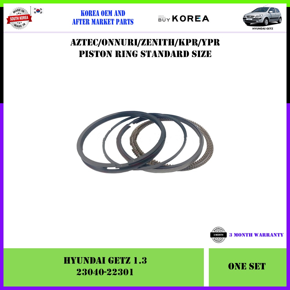 Hyundai Getz 1.3 Korea Aftermarket Piston Ring Set Standard Size 1.2x1 ...