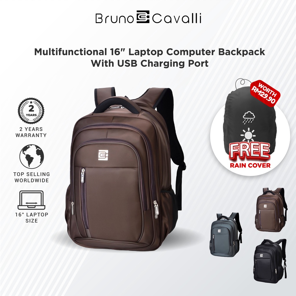 BRUNO CAVALLI Multifunctional 16" Laptop Computer Backpack with USB ...