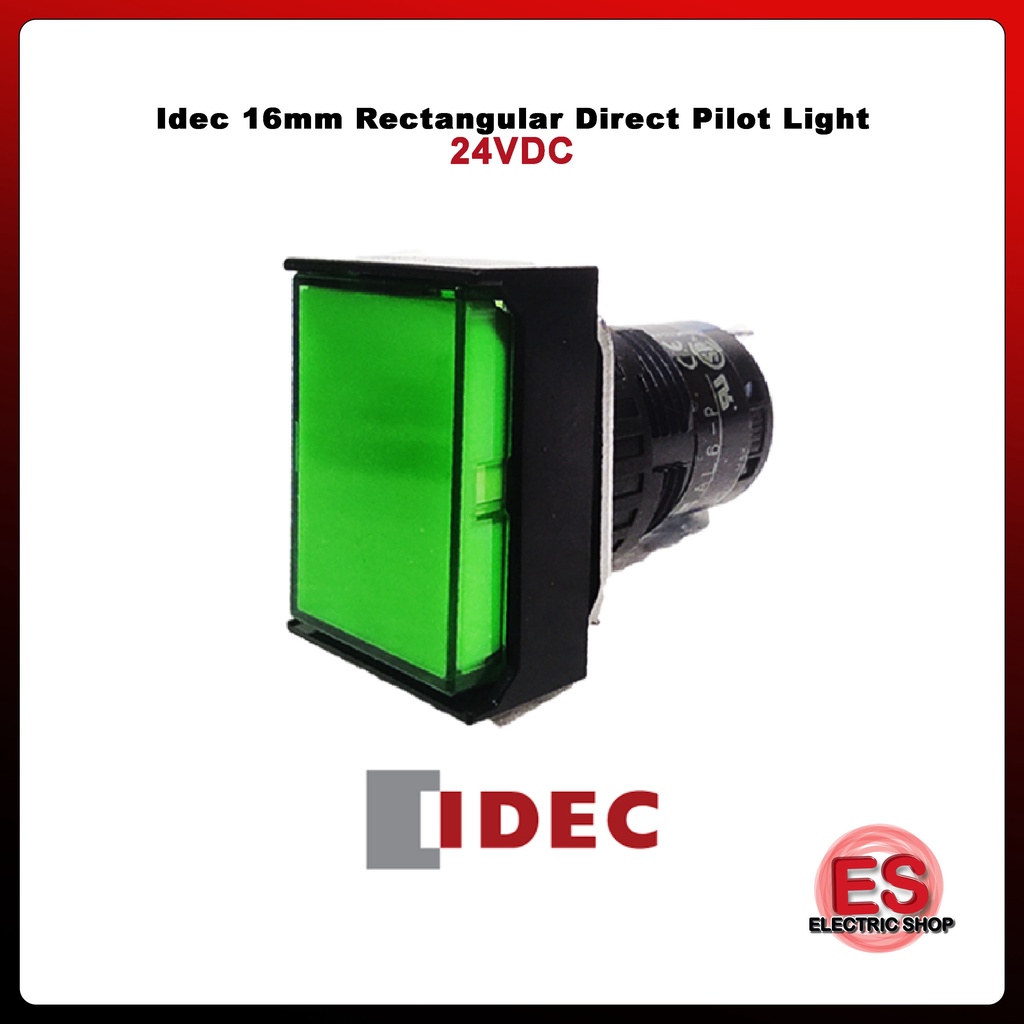 IDEC 16mm Rectangular Pilot Light Direct 24VDC ( AL6H-P4-G - GREEN ...