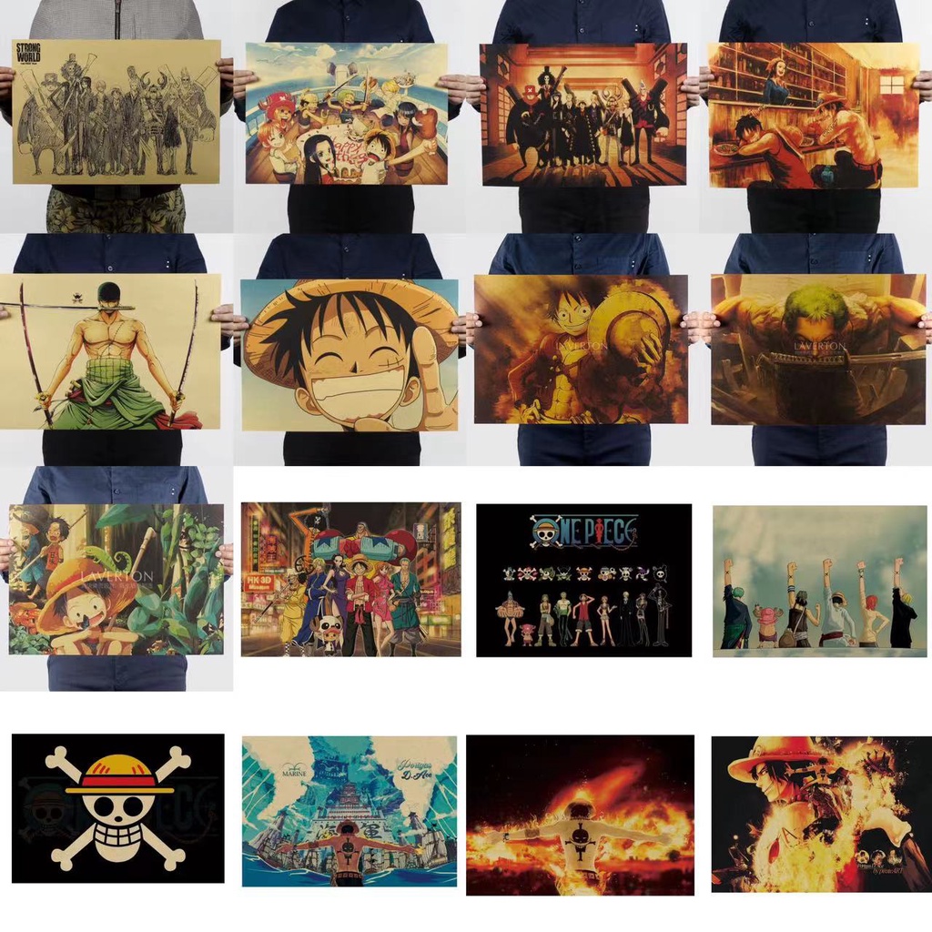One Piece Classic Animation Poster Retro Kraft Paper Poster Decorative ...