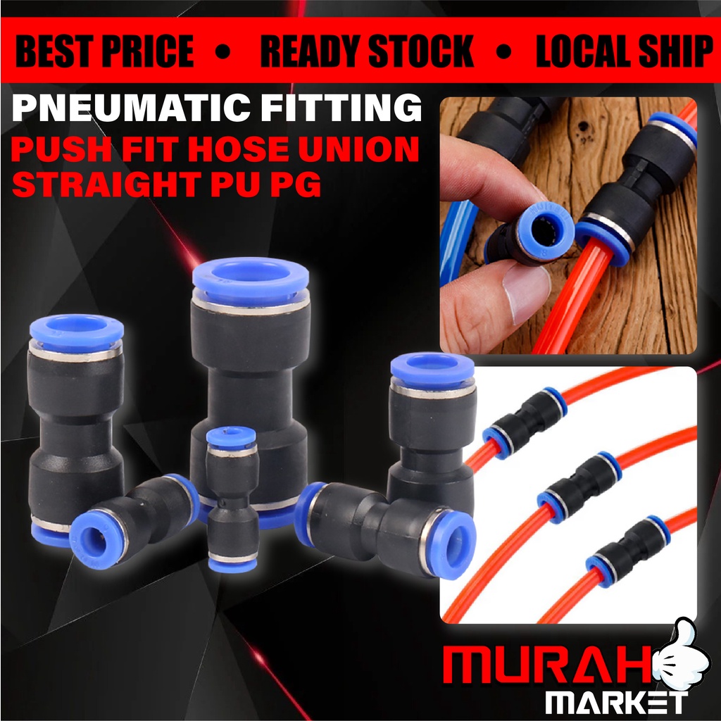 Pneumatic Fitting Air Hose Fitting Union Straight PU PG 4mm 6mm 8mm 10mm 12mm 14mm 16mm Inner ...