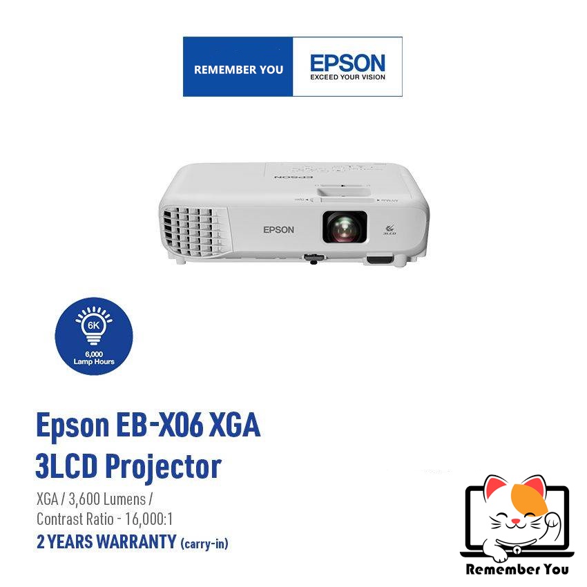 Epson EB-X06 XGA 3600 Lumens EB-X51 XGA 3800 LUMENS 3LCD Projector ...