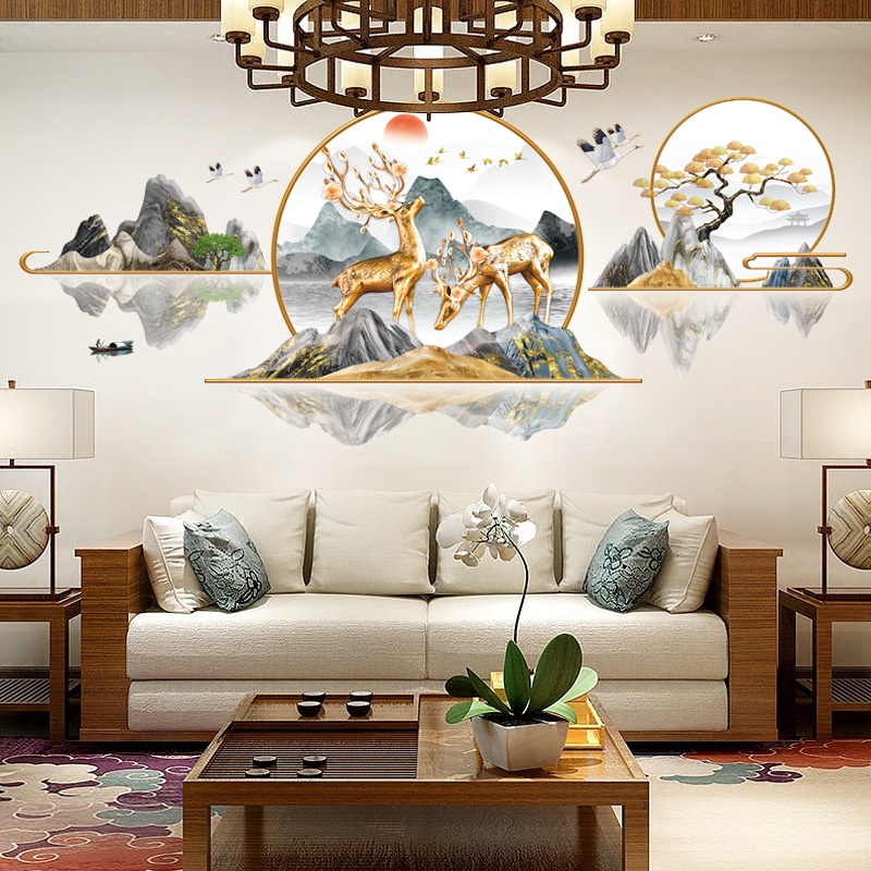 (CNY) Chinese Style Feng Shui Scenery Tree Animals Background Wall Art ...