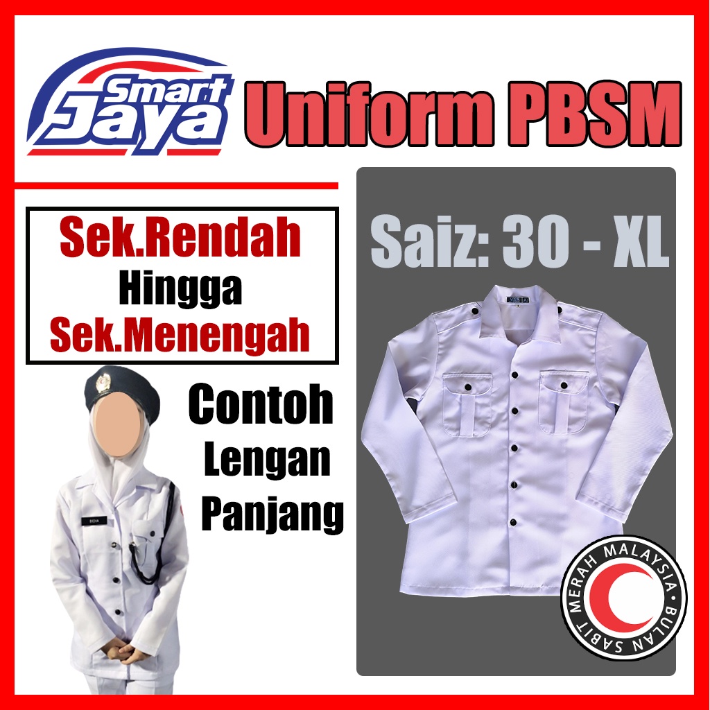Kemeja Persatuan Bulan Sabit Merah Putih Lengan Panjang/Uniform PBSM ...