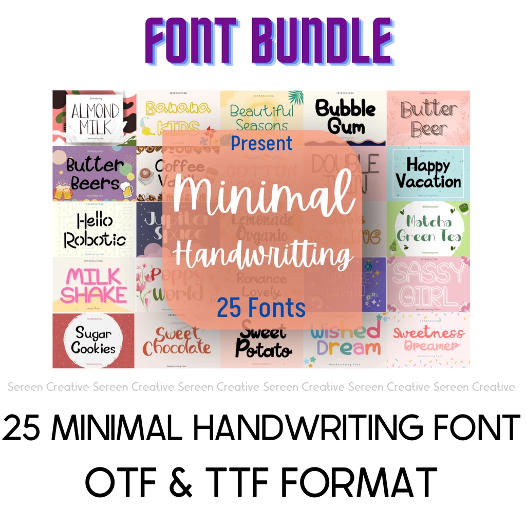MF13 Minimal Handwriting Handwritten Font Bundle (OTF and TTF) For Ipad ...