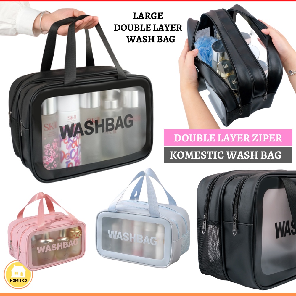 HOMIE Large Cosmetic Bag Wash PU Cosmetic Bag Travel Cosmetic Bag Beg ...
