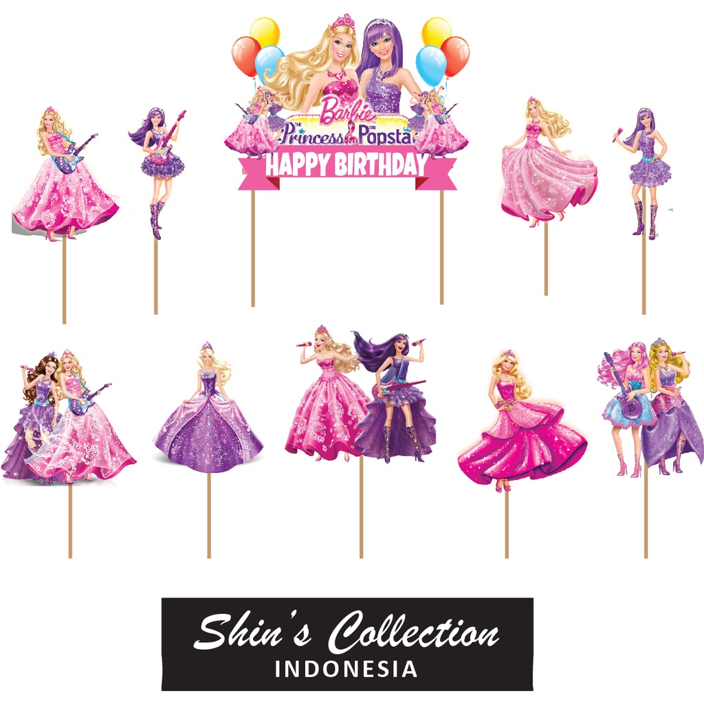 Cake Topper Barbie Princess and Pop Star 1 set Contains 10 pcs | Shopee ...
