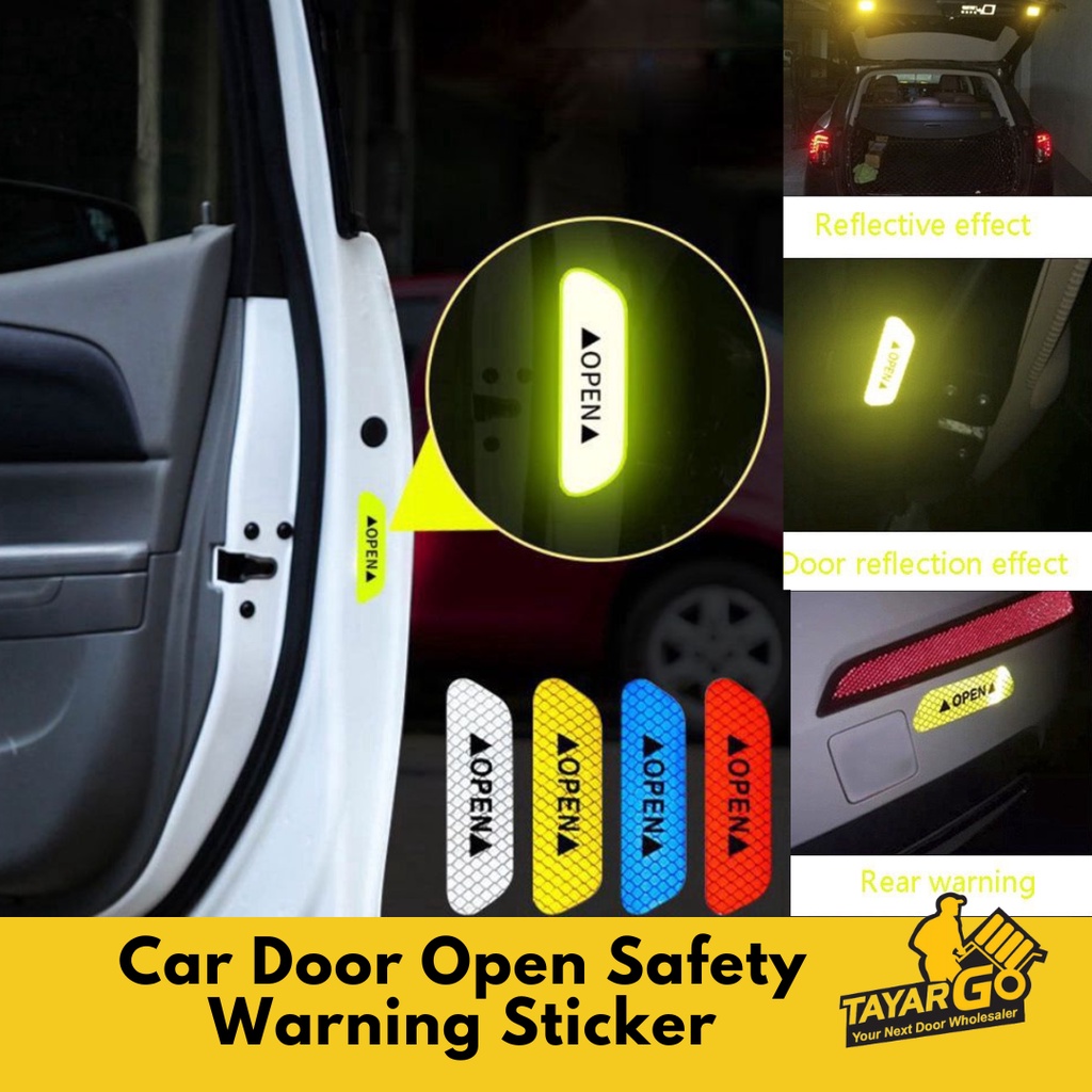TAYARGO Car Door Reflective Sticker Door Open Warning Sticker Reflector ...