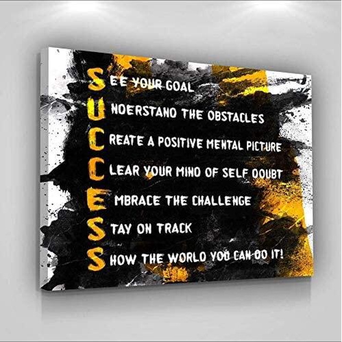 Success Ingredients Motivational Wall Art Canvas Print Office Decor ...