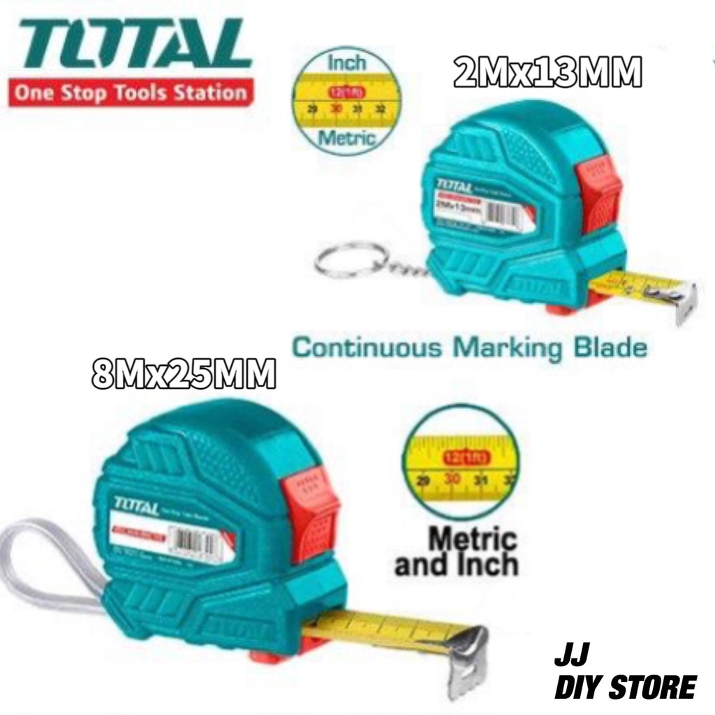 TOTAL Steel Measuring Tape (TMT126381 - 8m x 25mm / TMT126321 - 2m x ...