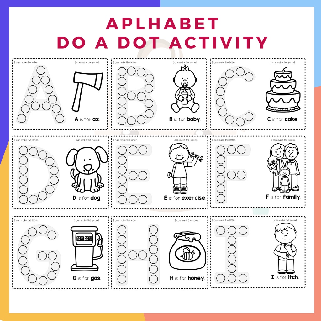 LITTLE CUTTIE Capital Letter Alphabet Do a Dot Worksheet Montessori ...