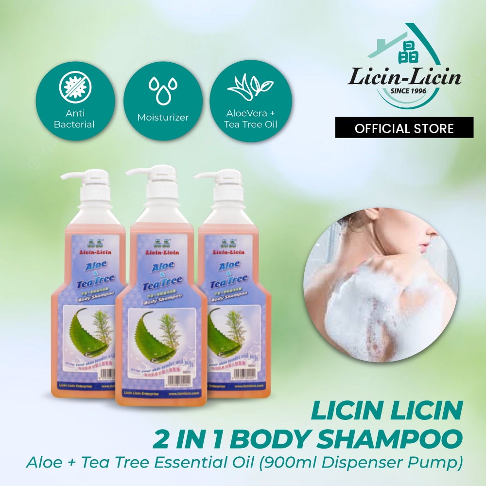 Licin Licin 2-in-1 Body Shampoo 900ML Aloe Vera Tea Tree Essential Oil ...
