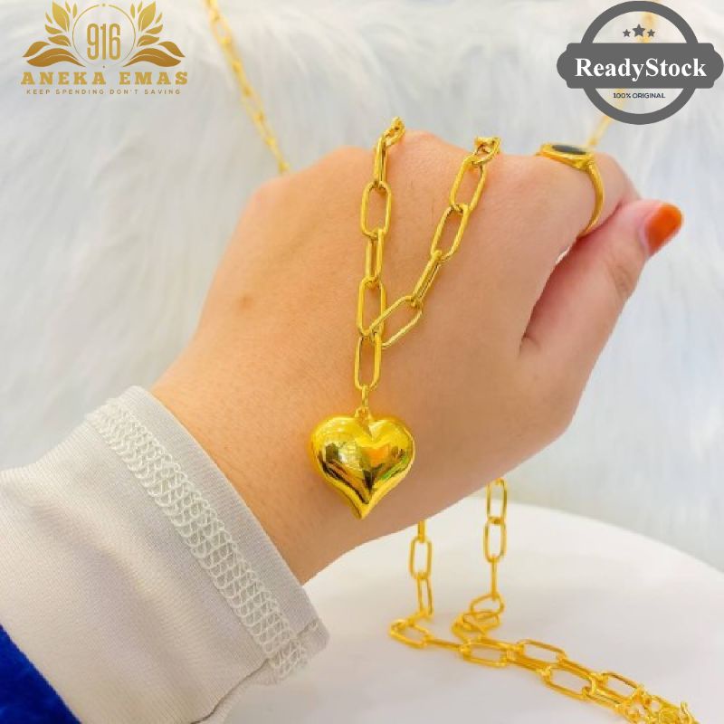 Rantai Leher Emas Hardware/PaperClip/Grafetta Love Gemuk | Gold 916 💯 ...