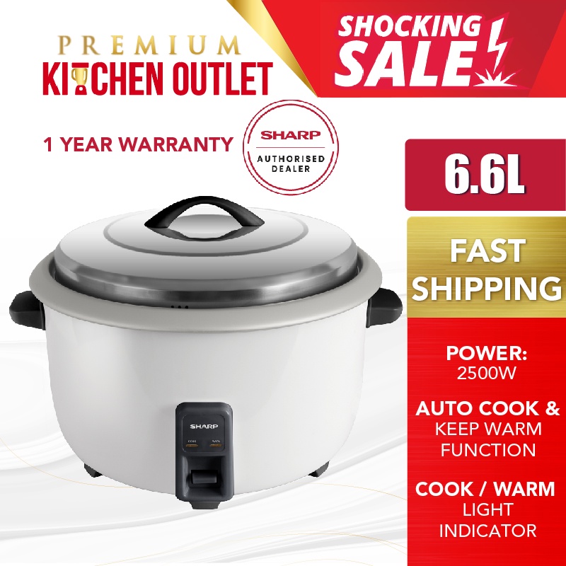 Sharp 6.6L Commercial Rice Cooker KSH668CWH | Auto Cook & Keep Warm ...