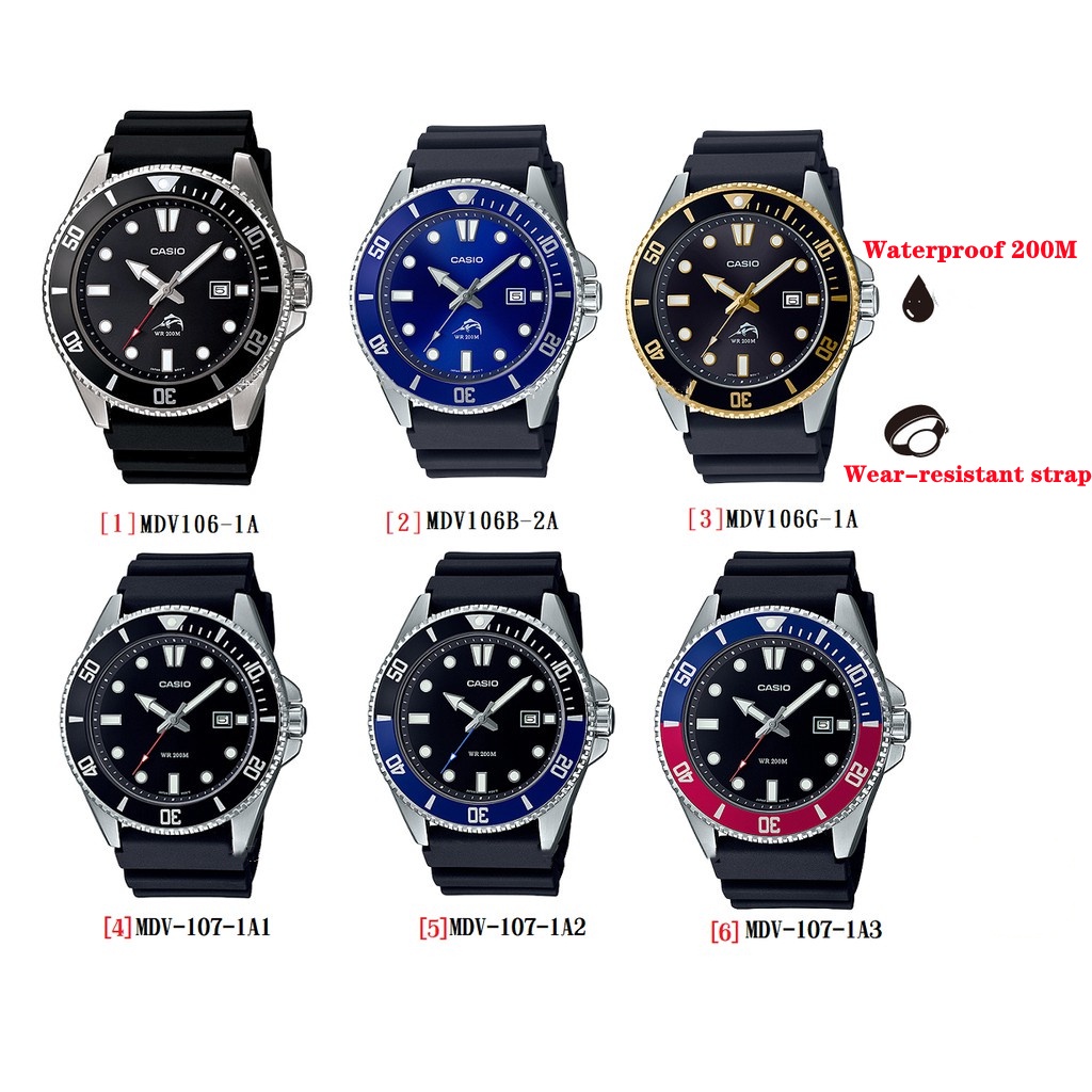 Casio MDV-106 10 Duro Marlin MDV-106 Divers Watch Quartz - SILVER ...