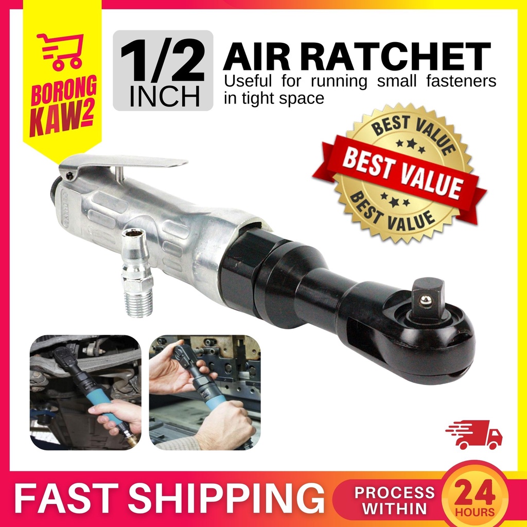 1/2" Inch Air Ratchet Square Head Drive Air Powered Drive Angle Impact ...