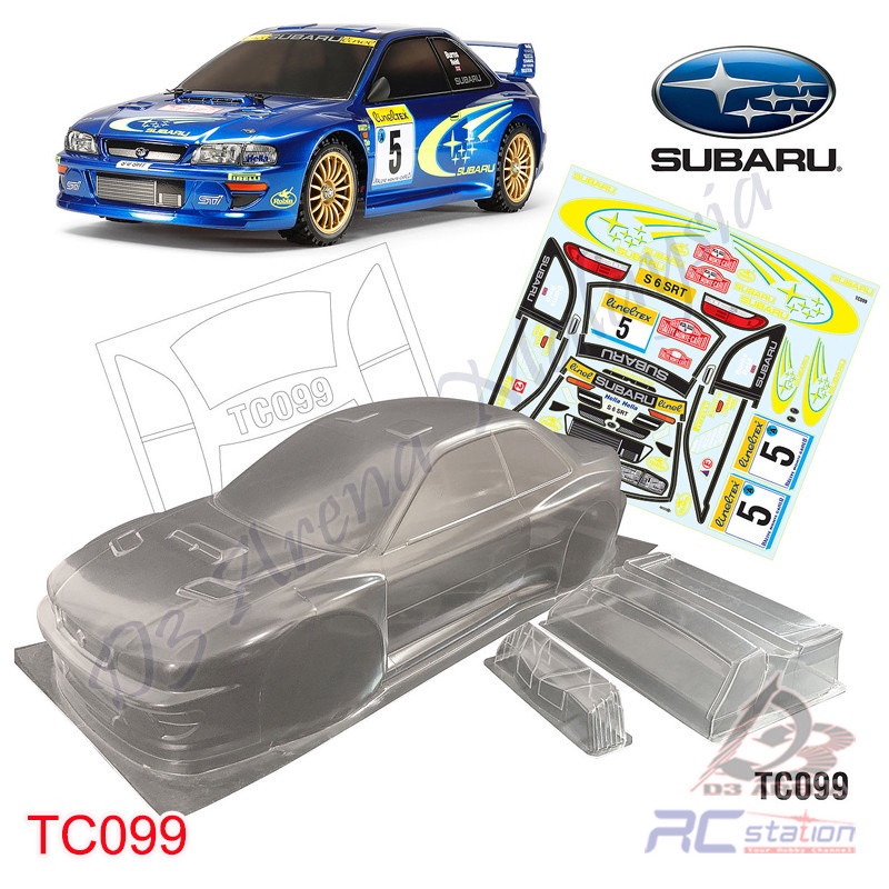 Team C Body Shell 1/10 Clear Body TC099 Subaru Impreza WRC (Width 190mm ...