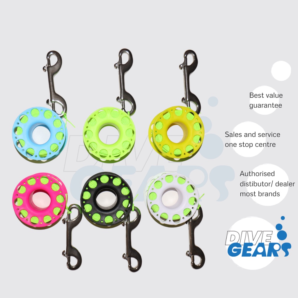 Divegears Scuba Diving Spool Finger Reel 30M with Bolt Snap (Plastic ...
