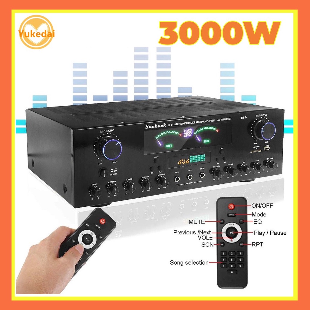 🔥Ready Stock🔥SUNBUCK 3000W bluetooth 7 Channel Audio Power Amplifier Subwoofers HiFi Stereo ...