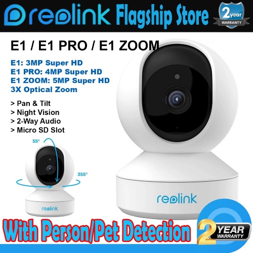 Reolink Person/Pet Detection AI Model E1 (3MP) | E1 Pro (4MP) | E1 Zoom (5MP) WiFi+LAN IP Camera ...