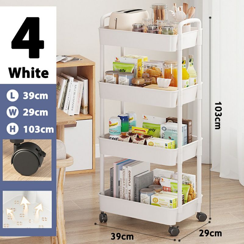 3 Tier Trolley Living Room Kitchen Trolley Storage Rack Shelf with ...