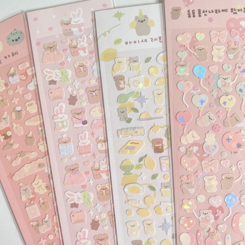 Rabbit lemon balloon stickers/ cute Korean Rabbit bear stickers ...