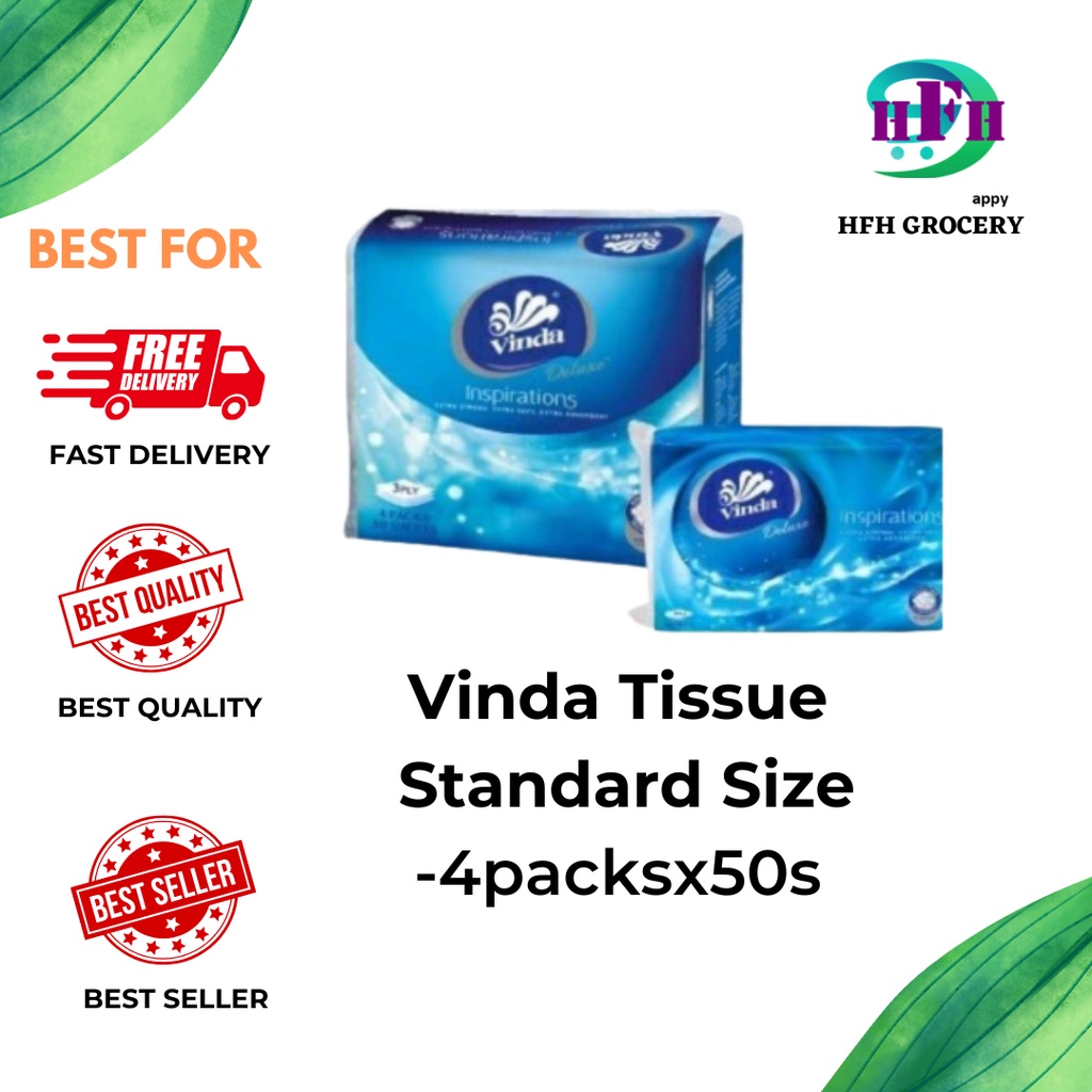 🔥Vinda Deluxe Tissue - Standard Size (4 packs x 50 sheets)🔥 | Shopee ...