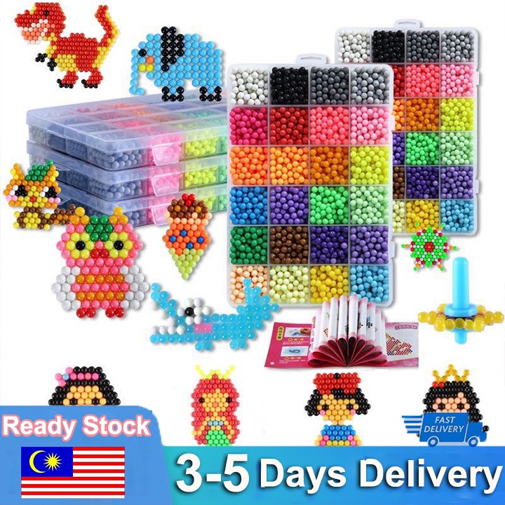 1000 pcs (10 Colors) DIY Water Magic Sticky Beads With Accessories Set ...