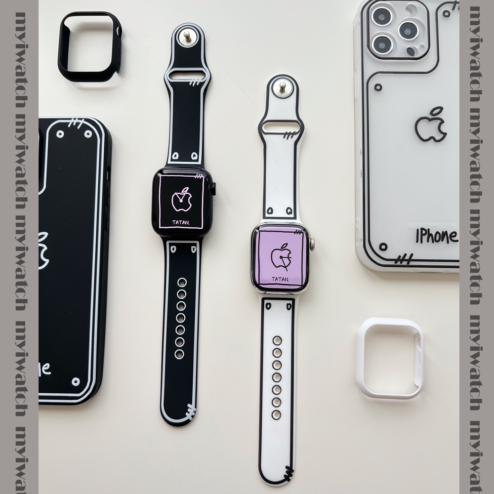 Cartoon graffiti design silicone strap for iwatch series 8 7 6 SE 5 4 3 ...