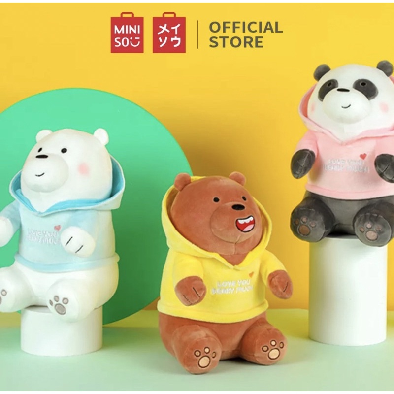 Miniso LOVELY SITTING PLUSH TOY MINISO WE BARE BEARS GRIZZLY PANDA ...