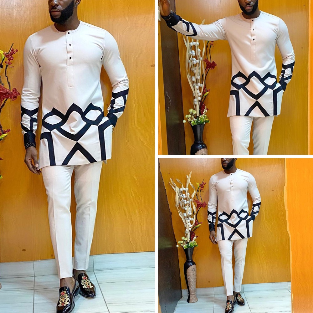 New Set Man 2 Pieces Wedding Prom Dashiki Men Outfit Dashiki Printed ...