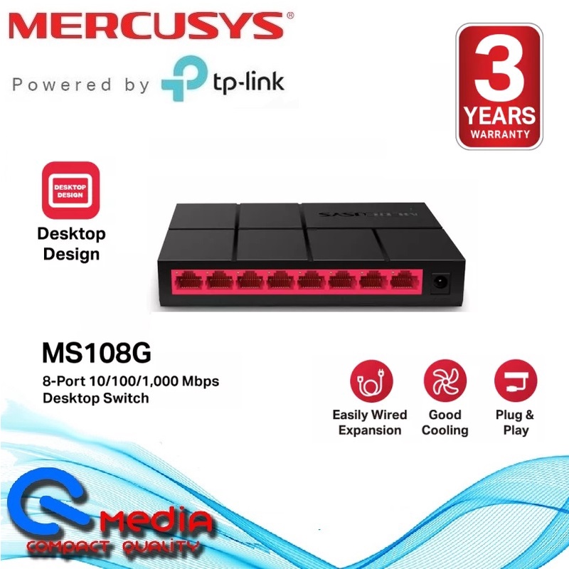 Mercusys 8 Gigabit Ports 10/100/1000Mbps Desktop Ethernet Lan Switch ...