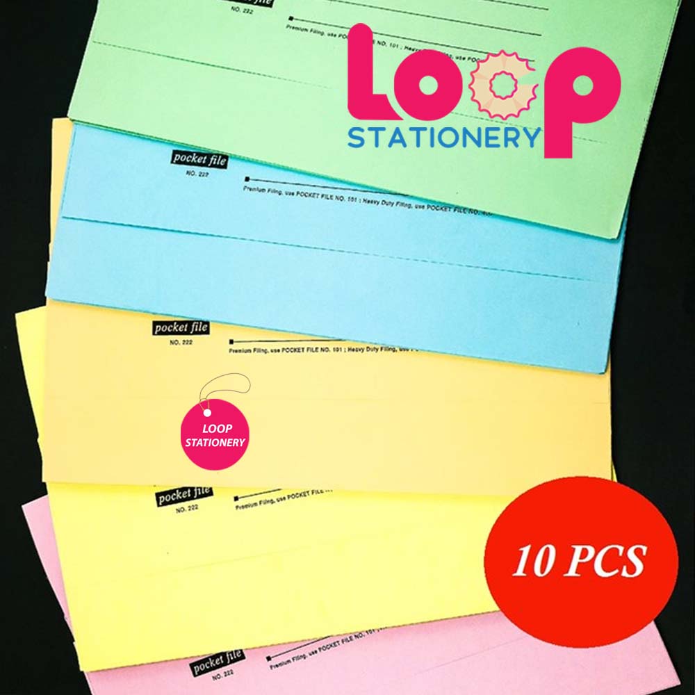 Manila Pocket File Green/Blue/Yellow/Beige/Pink [10pcs In Set] | Shopee ...